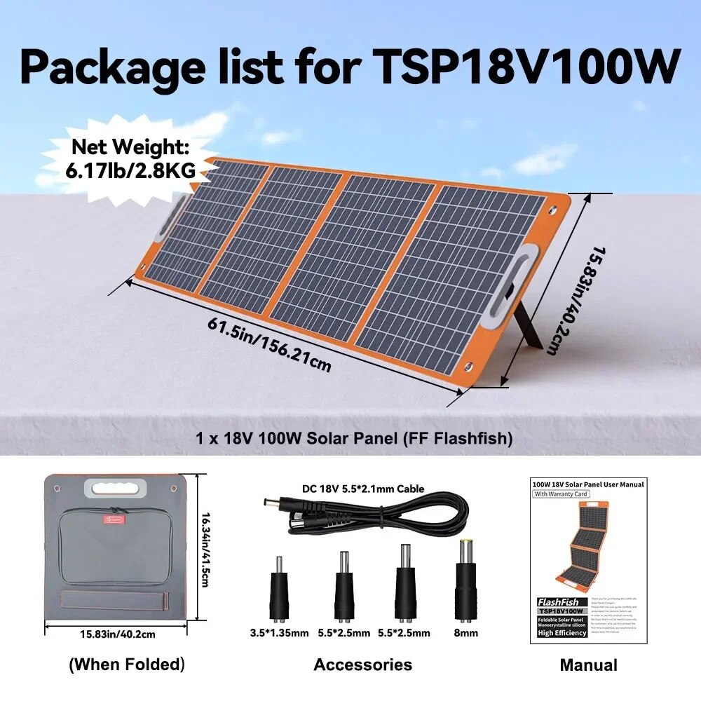 Panou solar pliabil, 4 panouri, 60W, multiple optiuni de incarcare, 18V ...