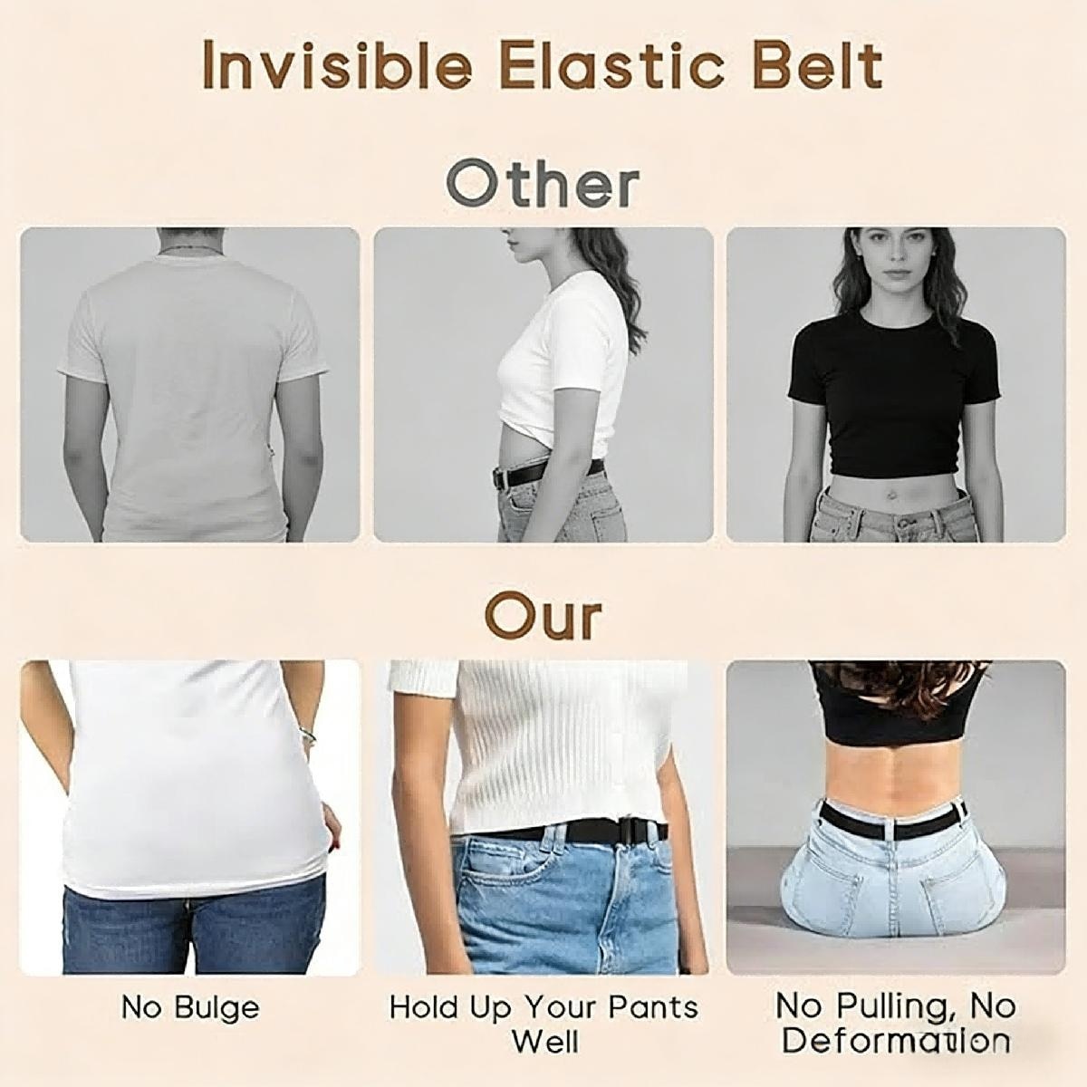 Set 2 curele elastice invizibile pentru femei, ajustabile, negru si ...