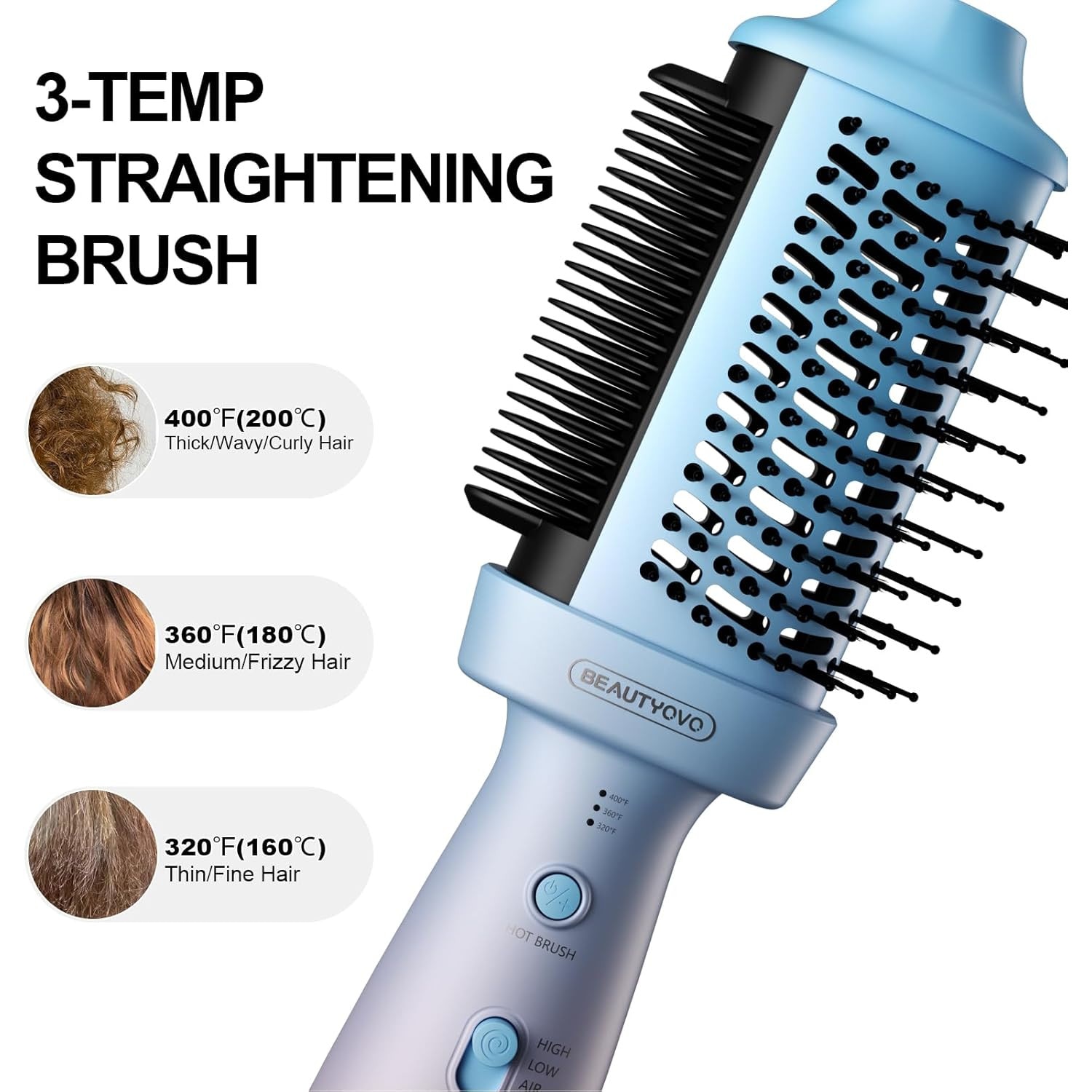 Pieptene cu aer cald, 3-in-1 Hot Air Brush, reglare in trei viteze ...
