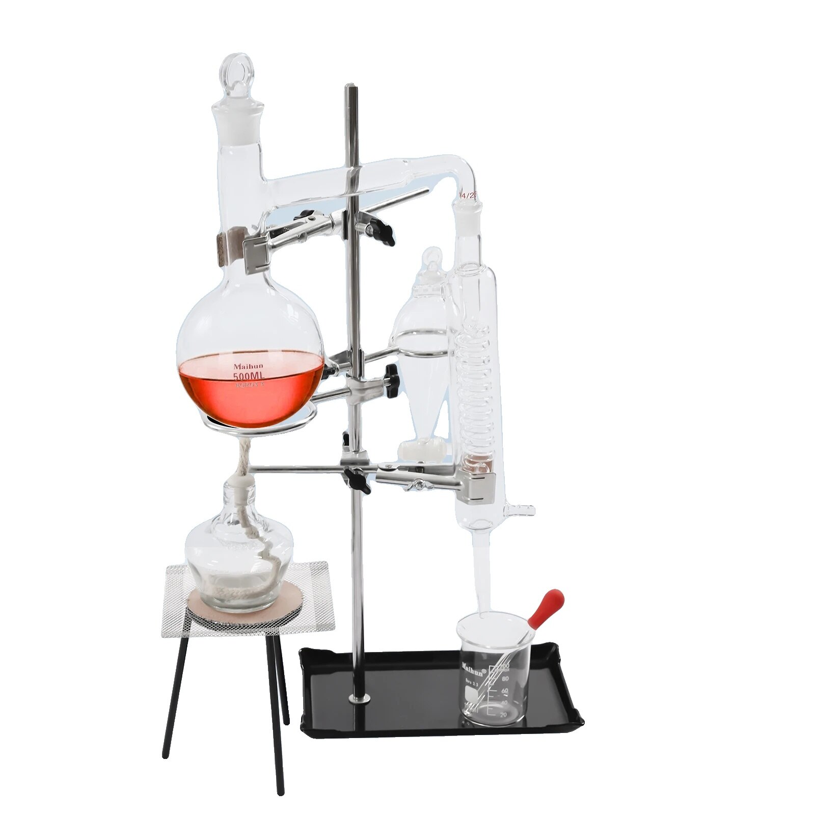Aparat de distilare, 500ml, sticla borosilicata, tub de latex 1.5m ...