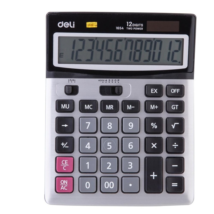 Calculator birou 12 digiti, metal, 1654, Deli - eMAG.ro
