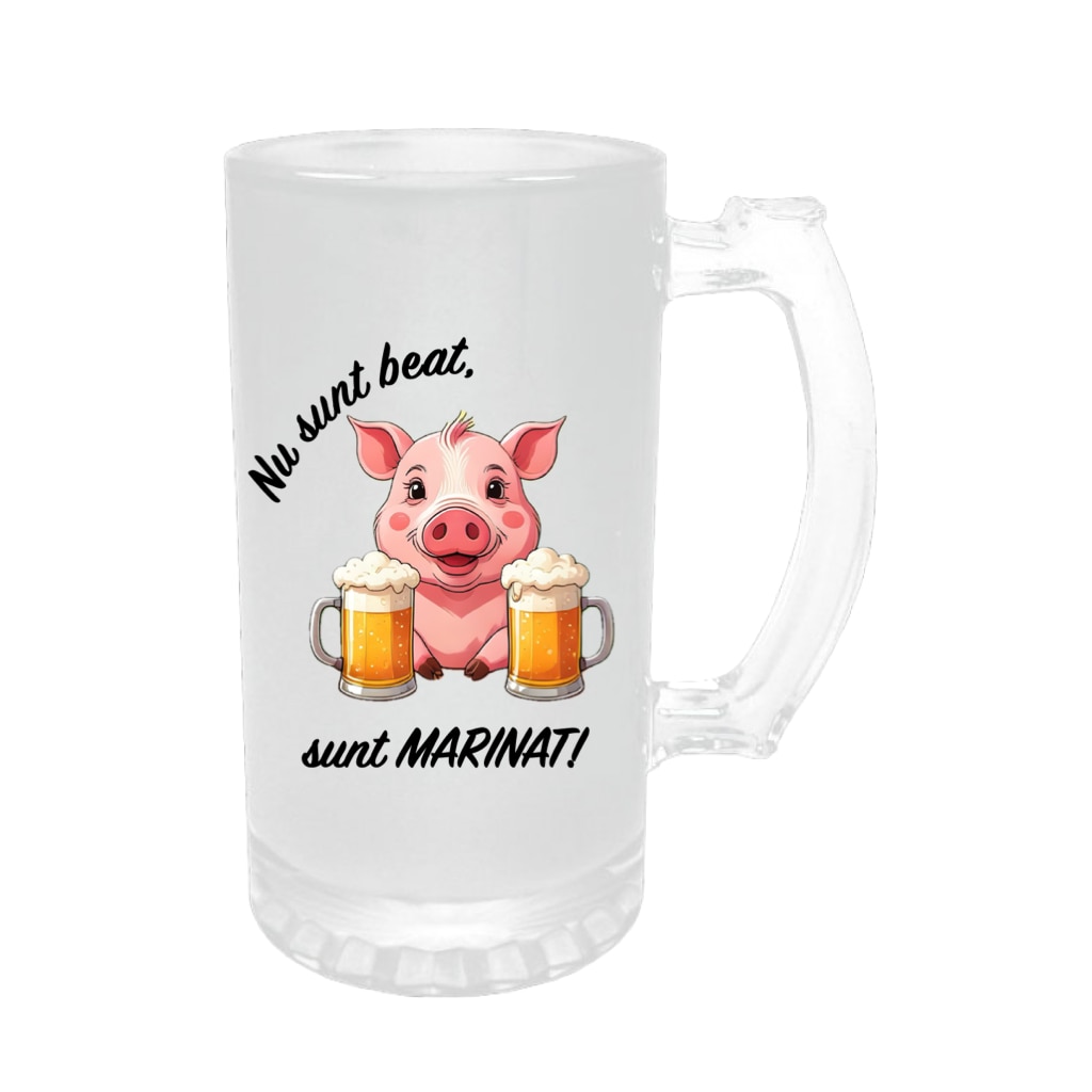 Halba de bere cu mesaje amuzante, Nu sunt beat, sunt marinat, 500ml ...
