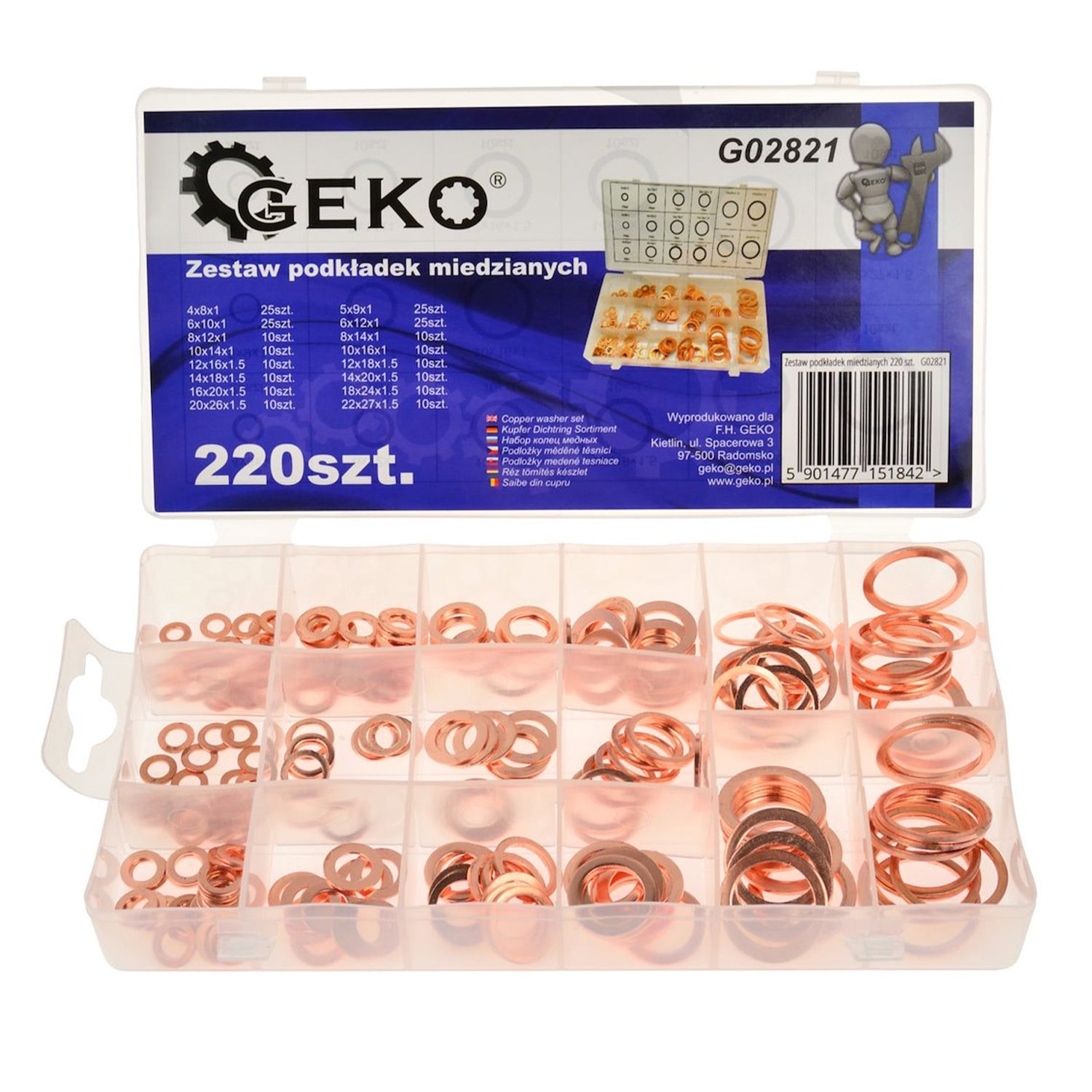 Set de saibe de cupru, Geko, 220 piese, dimensiuni variate - eMAG.ro