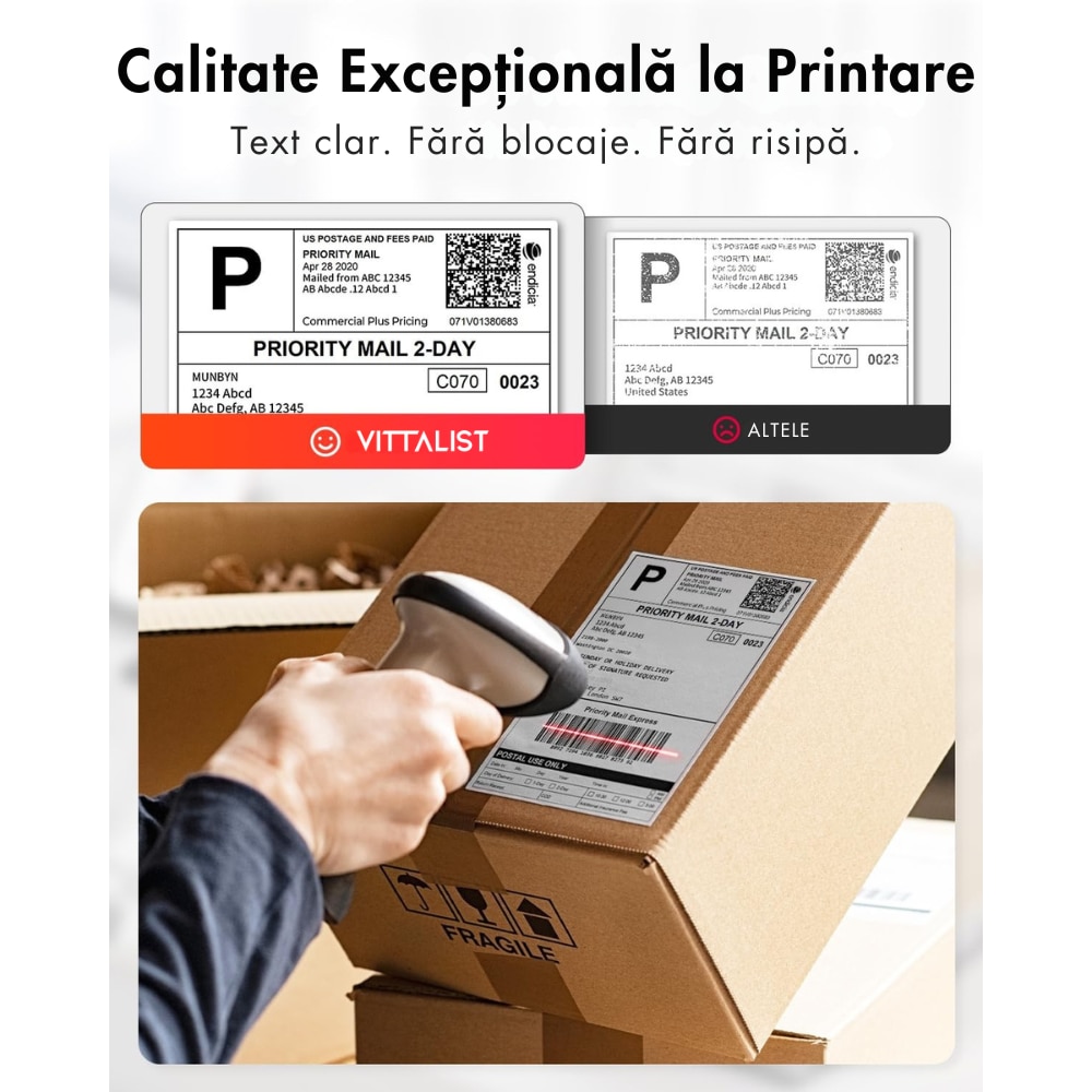 Rola Etichete Termice Autoadezive 100 x 150 mm VITTALIST®, 1000 ...