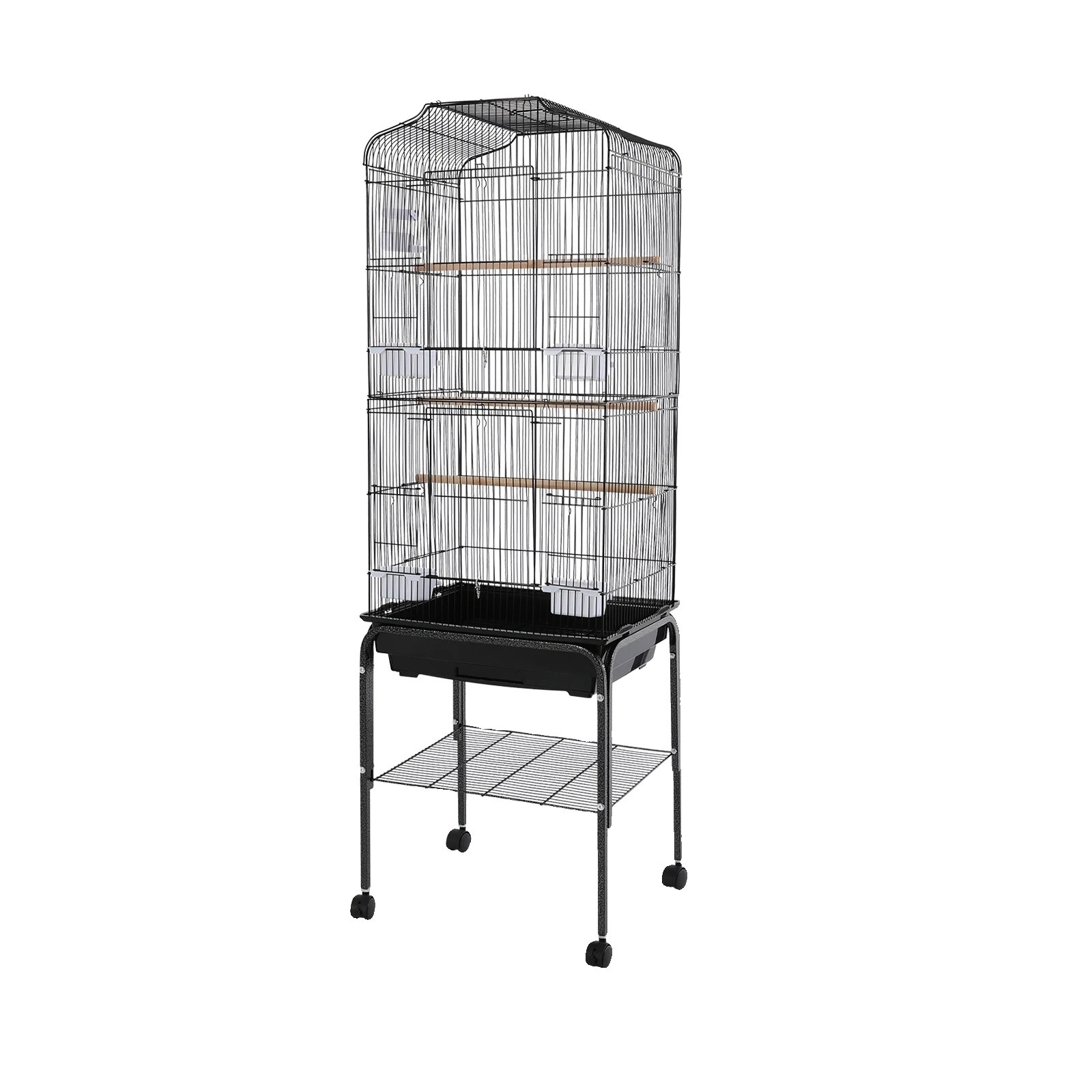 Colivie pentru pasari, design spatios, mobila cu roti, neagra ...