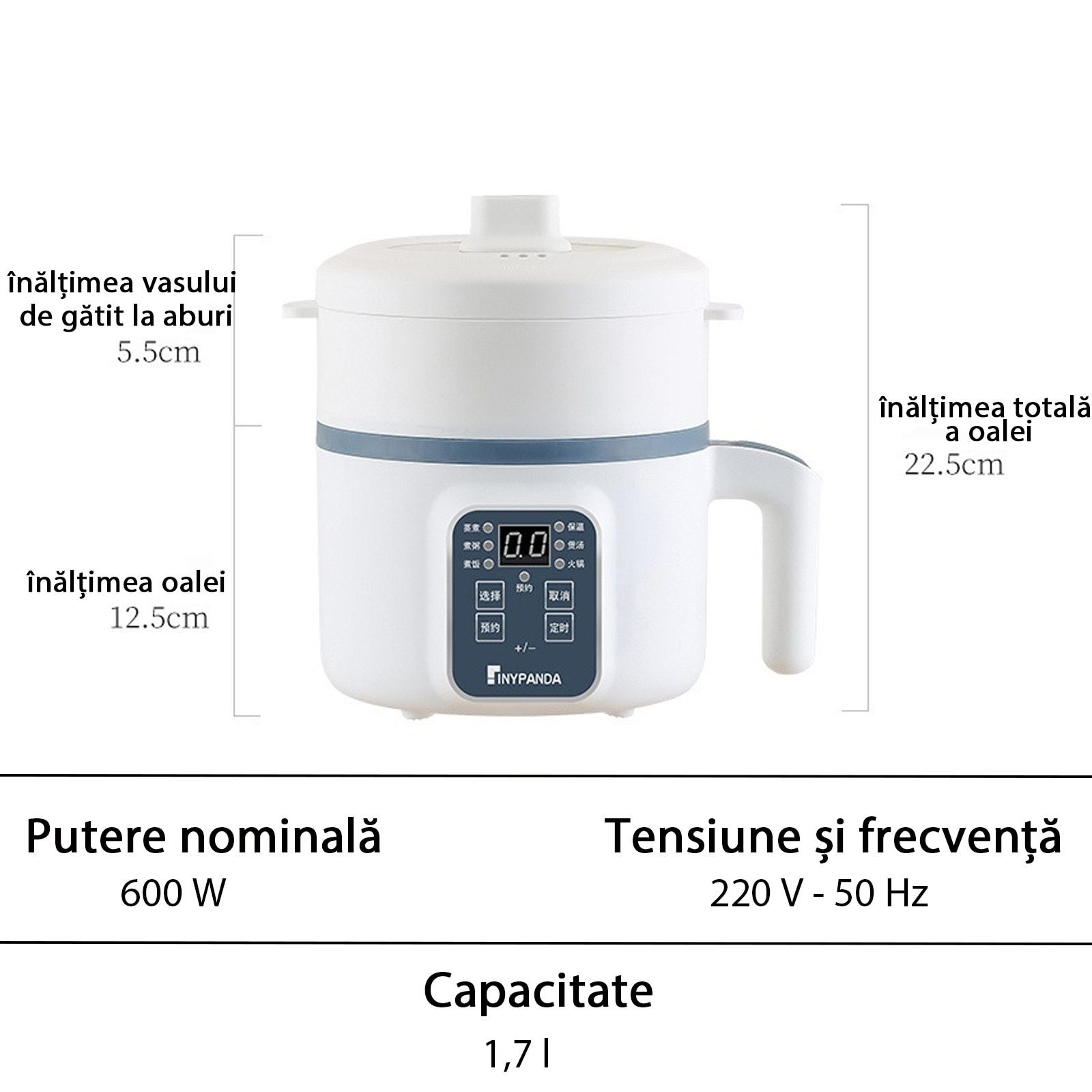 Multicooker, Oala electrica multifunctionala,1,7 l,600 w, cu functie de ...