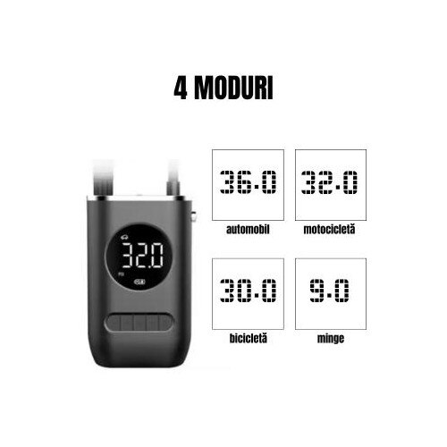 Compresor auto portabil cu afisaj digital LED, setare presiune si ...