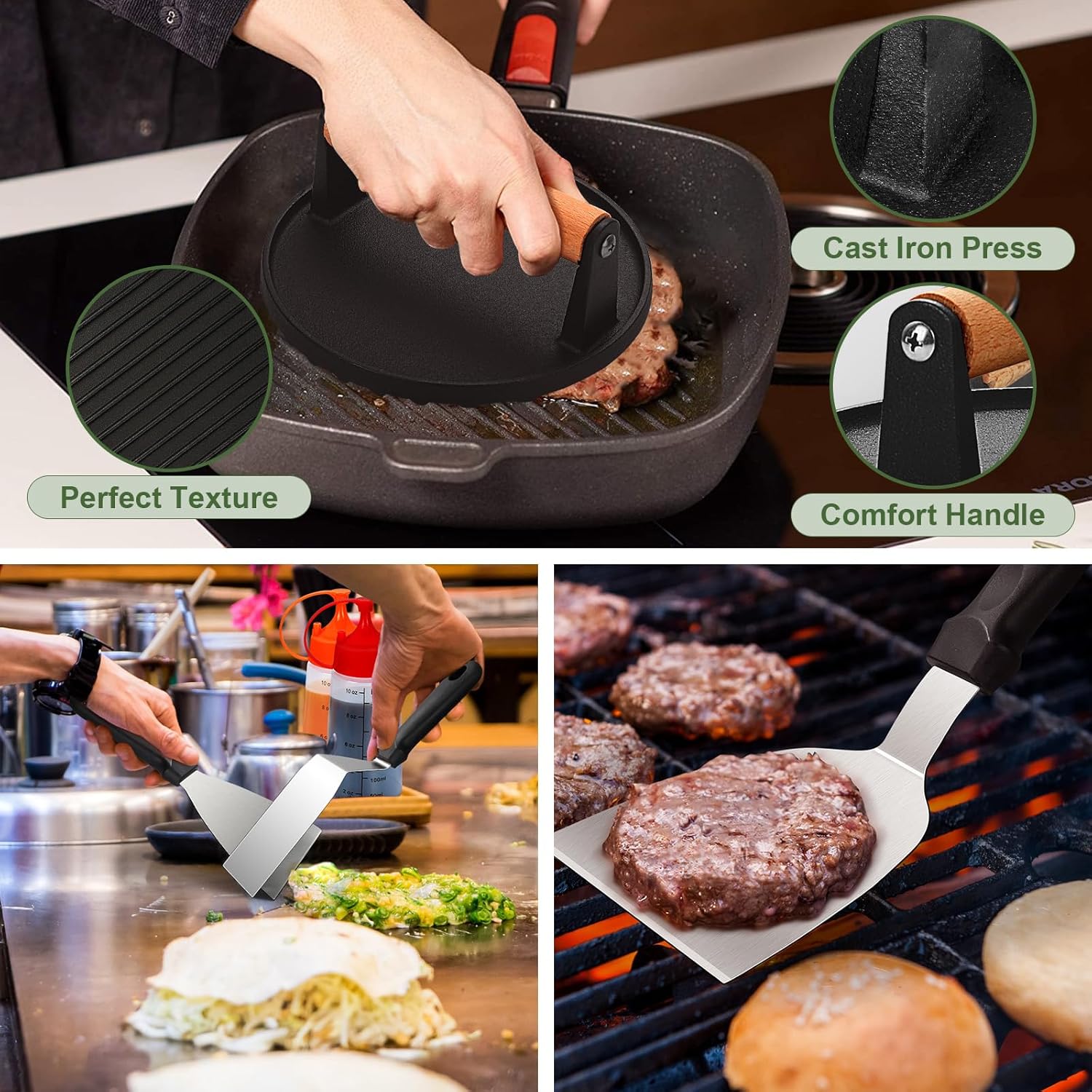 Set 237 Accesorii pentru Gratar Plat, MOSMAOO®, Kit Complet cu Spatule ...