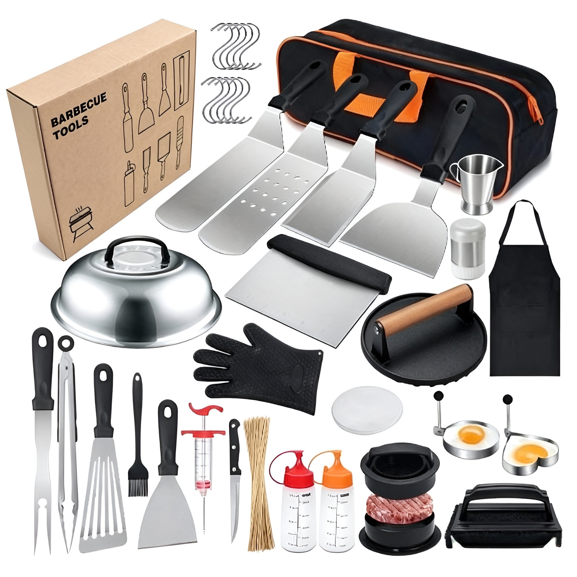 Set 237 Accesorii pentru Gratar Plat, MOSMAOO®, Kit Complet cu Spatule ...