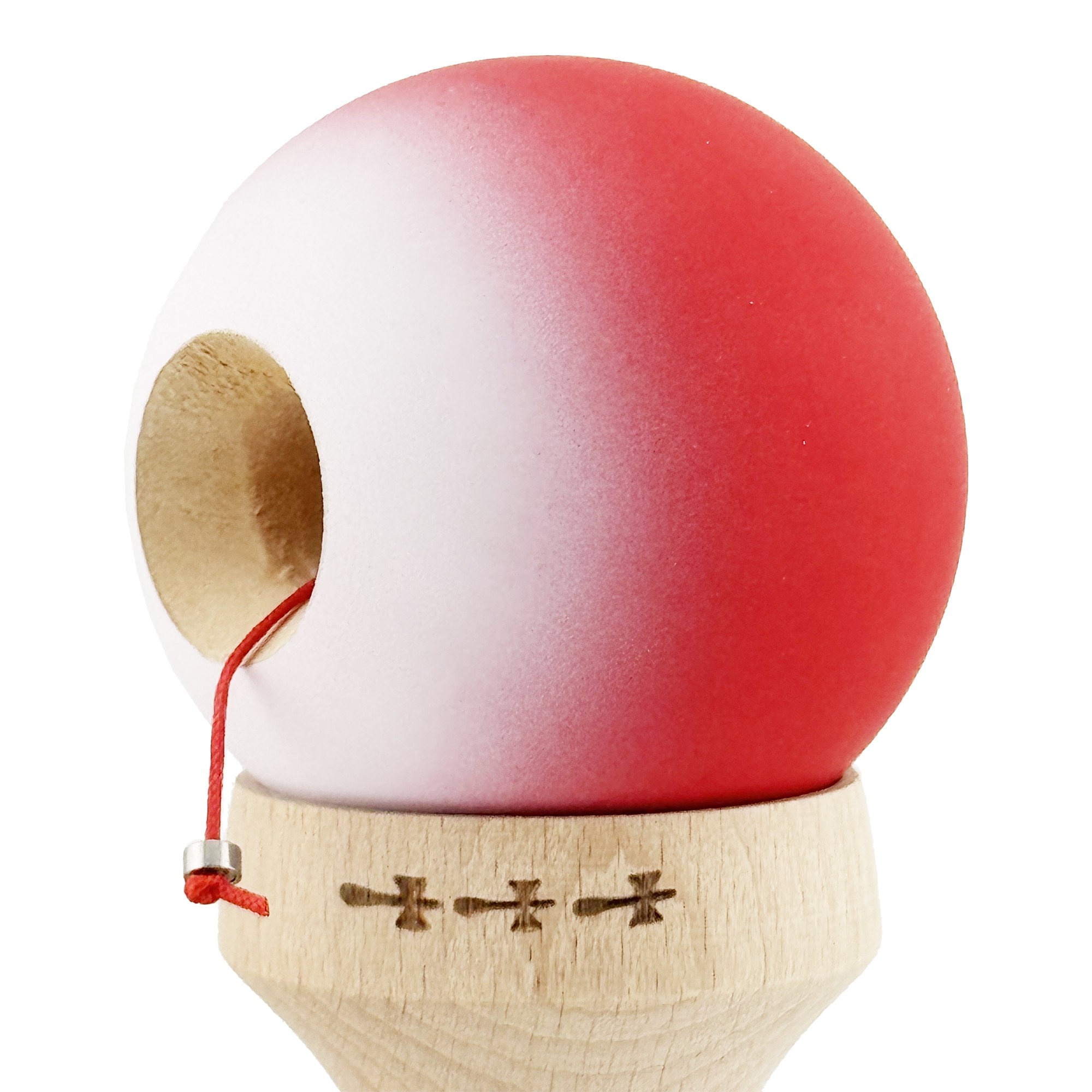 Kendama, LEIBOO, cupe mari, ata de 55 cm, roșu-alb, 18 cm - eMAG.ro