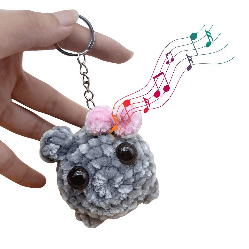 Breloc Sad Hamster cu funcție audio, gri/roz, 7-12 cm - eMAG.ro