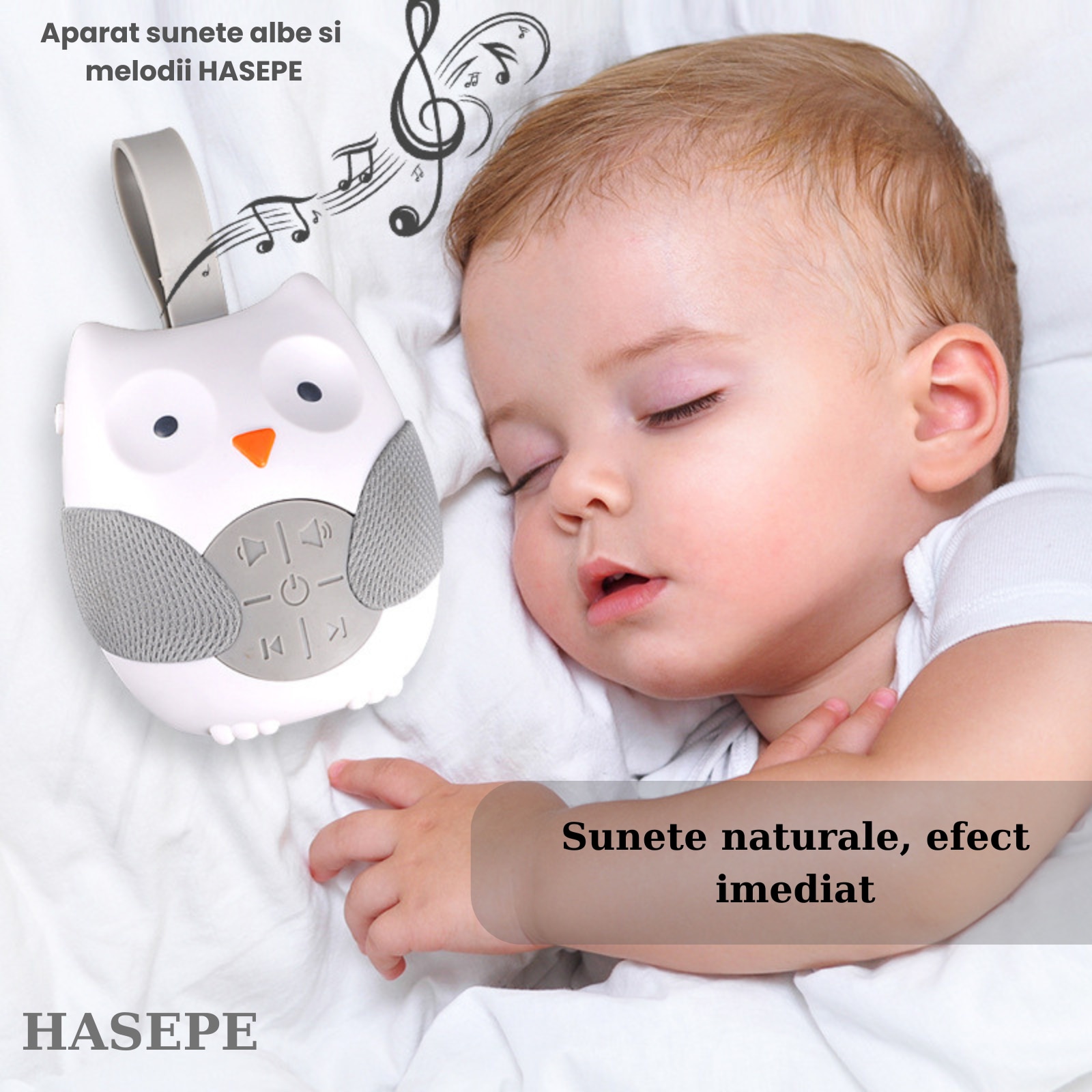 Aparat sunete albe si melodii pentru bebelusi HASEPE, generator ...