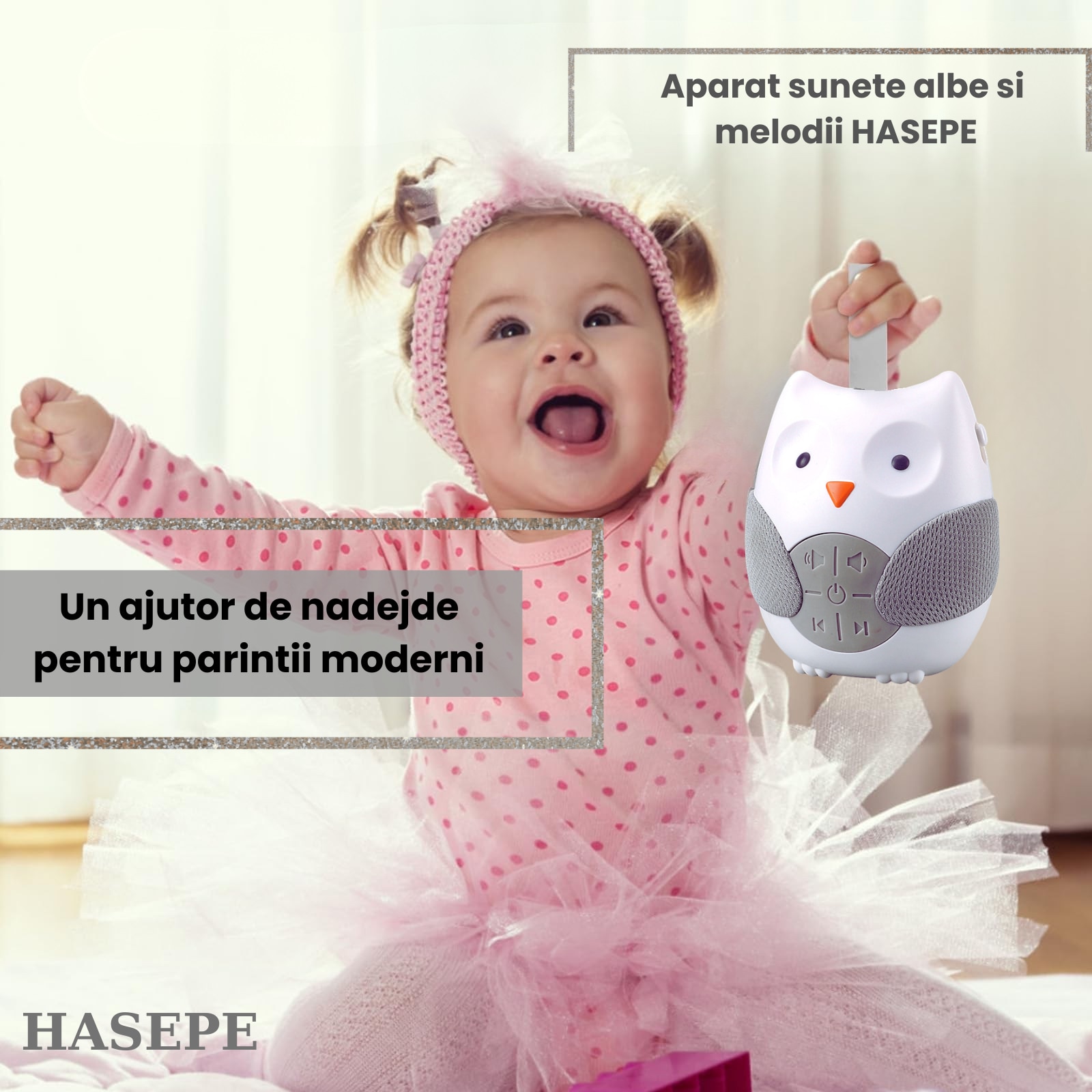 Aparat sunete albe si melodii pentru bebelusi HASEPE, generator ...