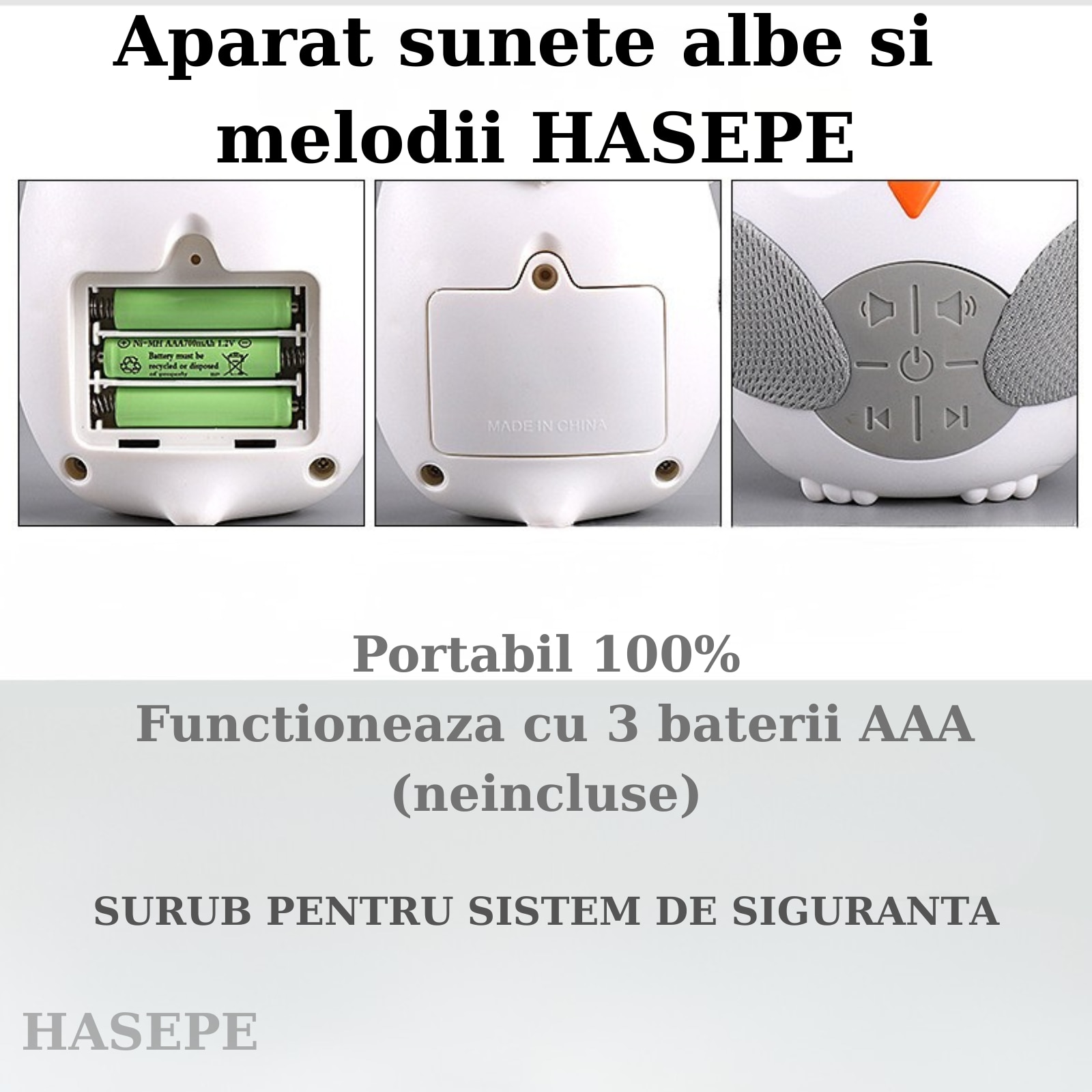 Aparat sunete albe si melodii pentru bebelusi HASEPE, generator ...