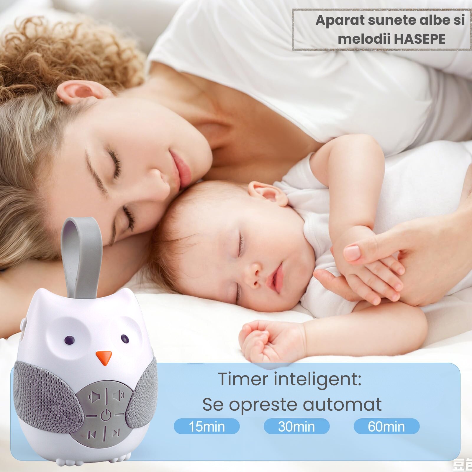 Aparat sunete albe si melodii pentru bebelusi HASEPE, generator ...