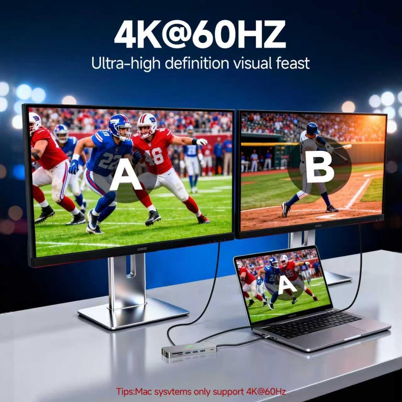 Dock de expansiune USB-C multi-monitor 11 in 1, rezolutie inalta 4K ...