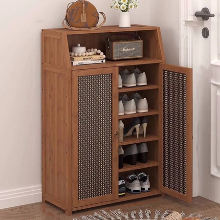 Pantofar hol HAWIRE PF-02 cu 2 usi, din bambus, 100x60x31 cm, model ...