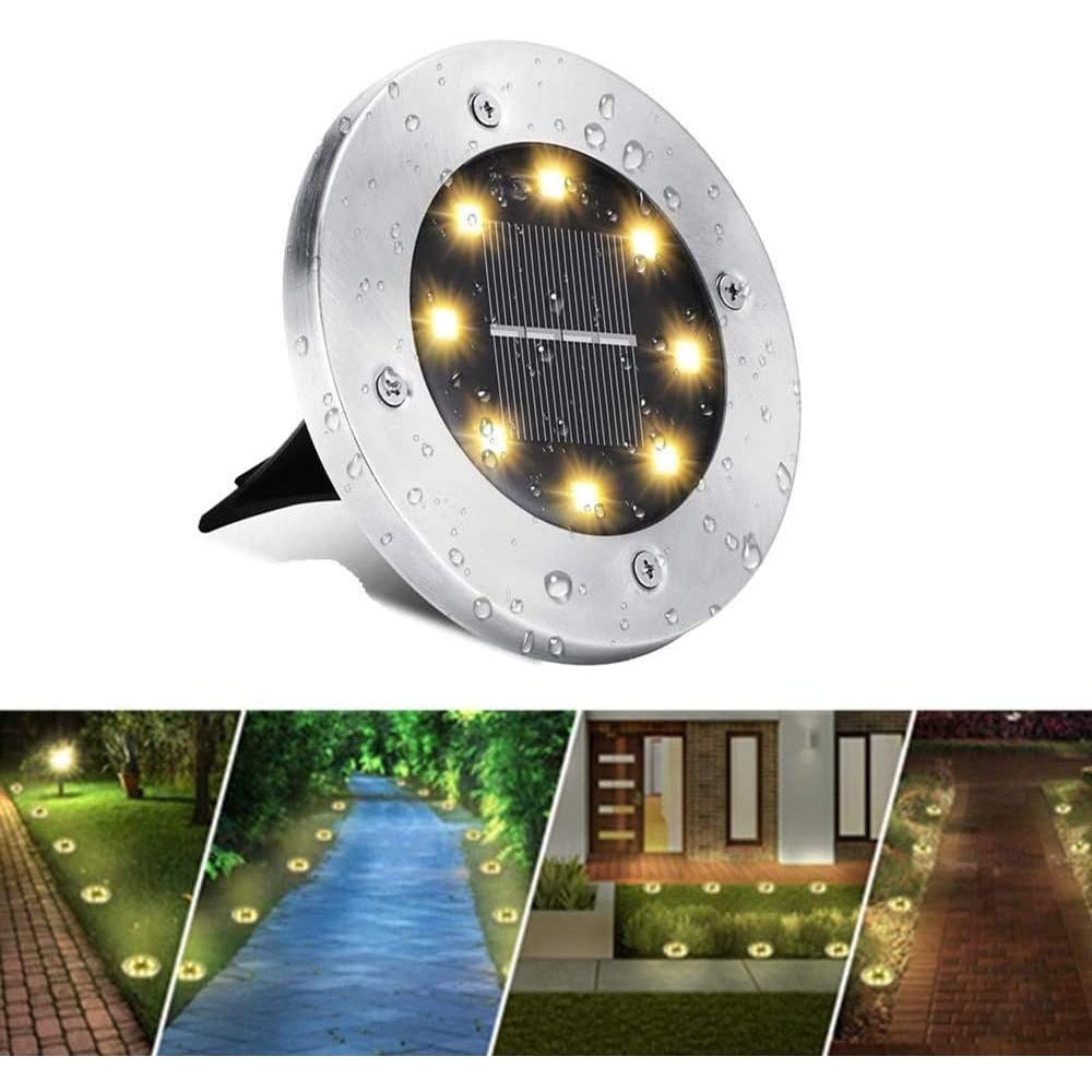Lampi solare de gradina, 4 bucati, LED, inox si ABS, alb cald, 11 ...