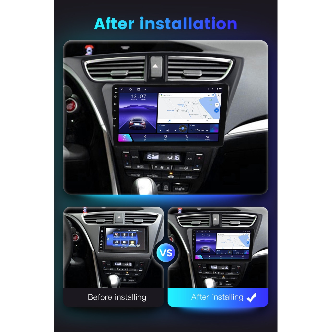 Navigatie dedicata Honda Civic IX Hatchback 2011-2015, 4GB RAM 64GB ROM ...