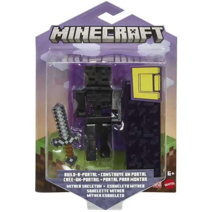 Figurina Mattel Minecraft Wither Skeleton, 8, 2 cm, cu 2 blocuri de ...
