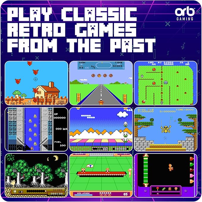 Mini consolă arcade Thumbs Up, 300 jocuri retro 8-bit, ecran 2, 5 inch ...