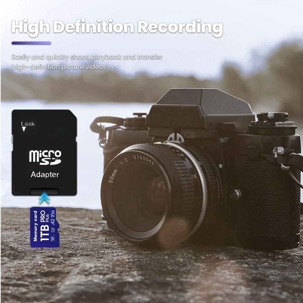 Card memorie MicroSDXC 1TB U3 A2 cu adaptor SD, rezistent, 100MB/s ...