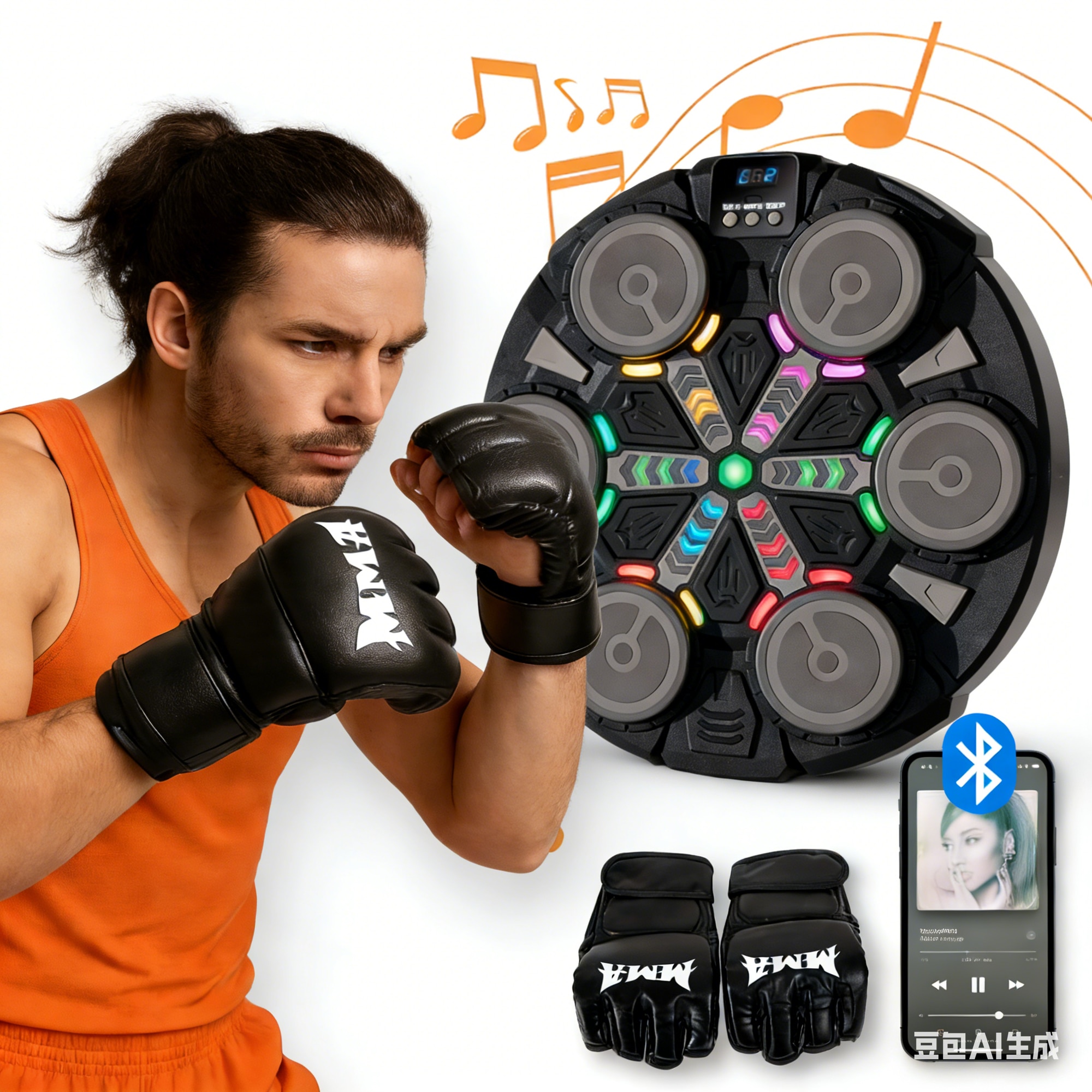 Tinta electronica de box cu muzica Bluetooth, punctaj, viteza si volum ...