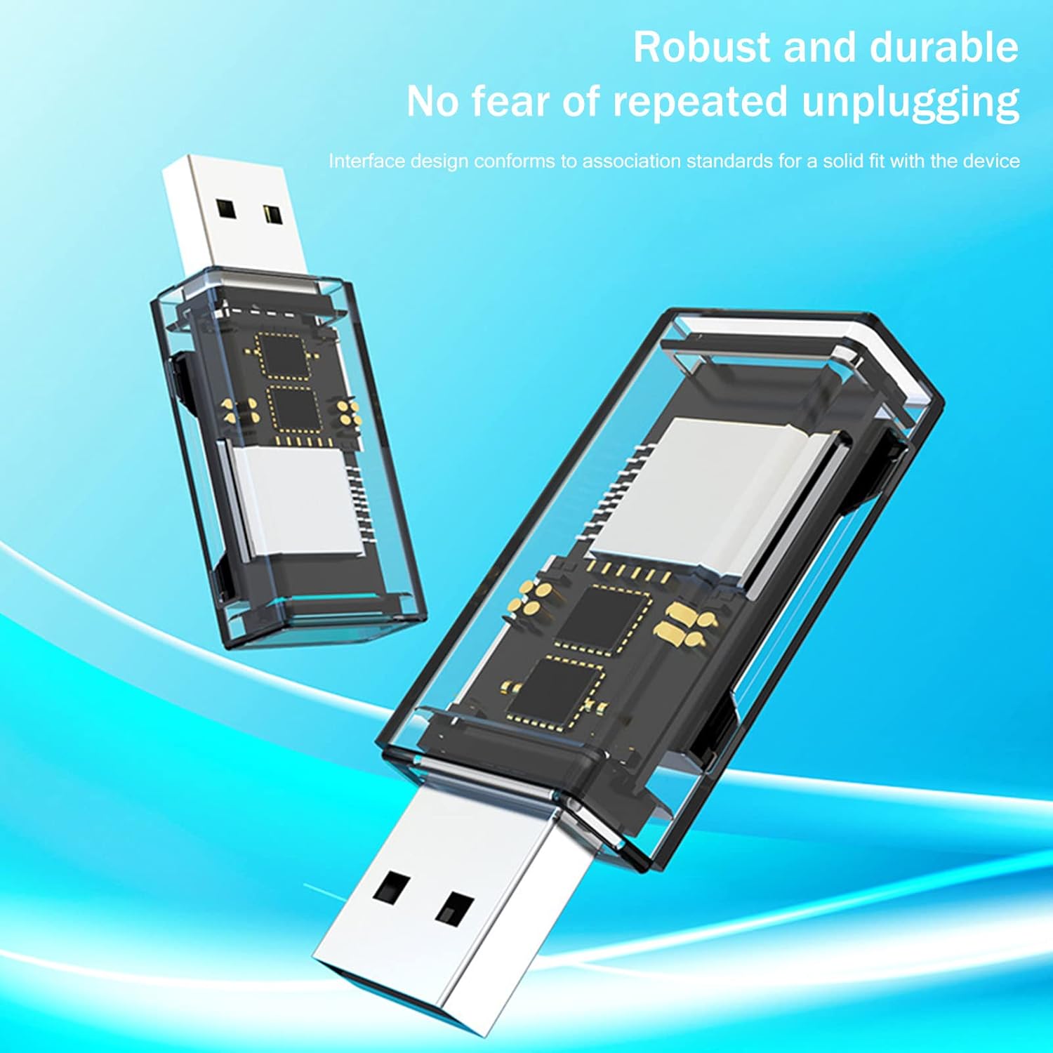 Cititor de carduri, MingZhi®, 2-in-1, USB 2.0/Type-C, transparent ...