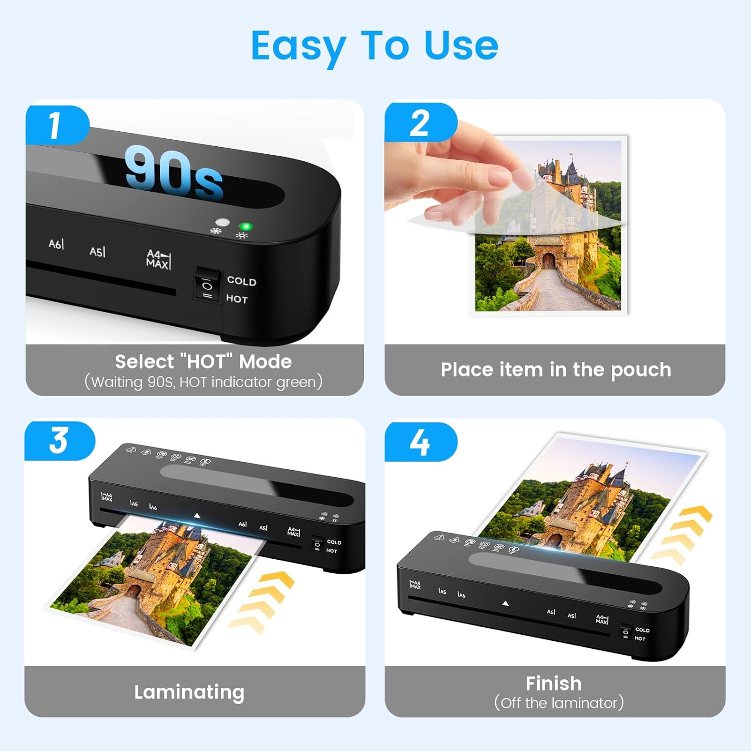 Laminator, A4, laminare la cald si la rece, 32cm/min, Control ...