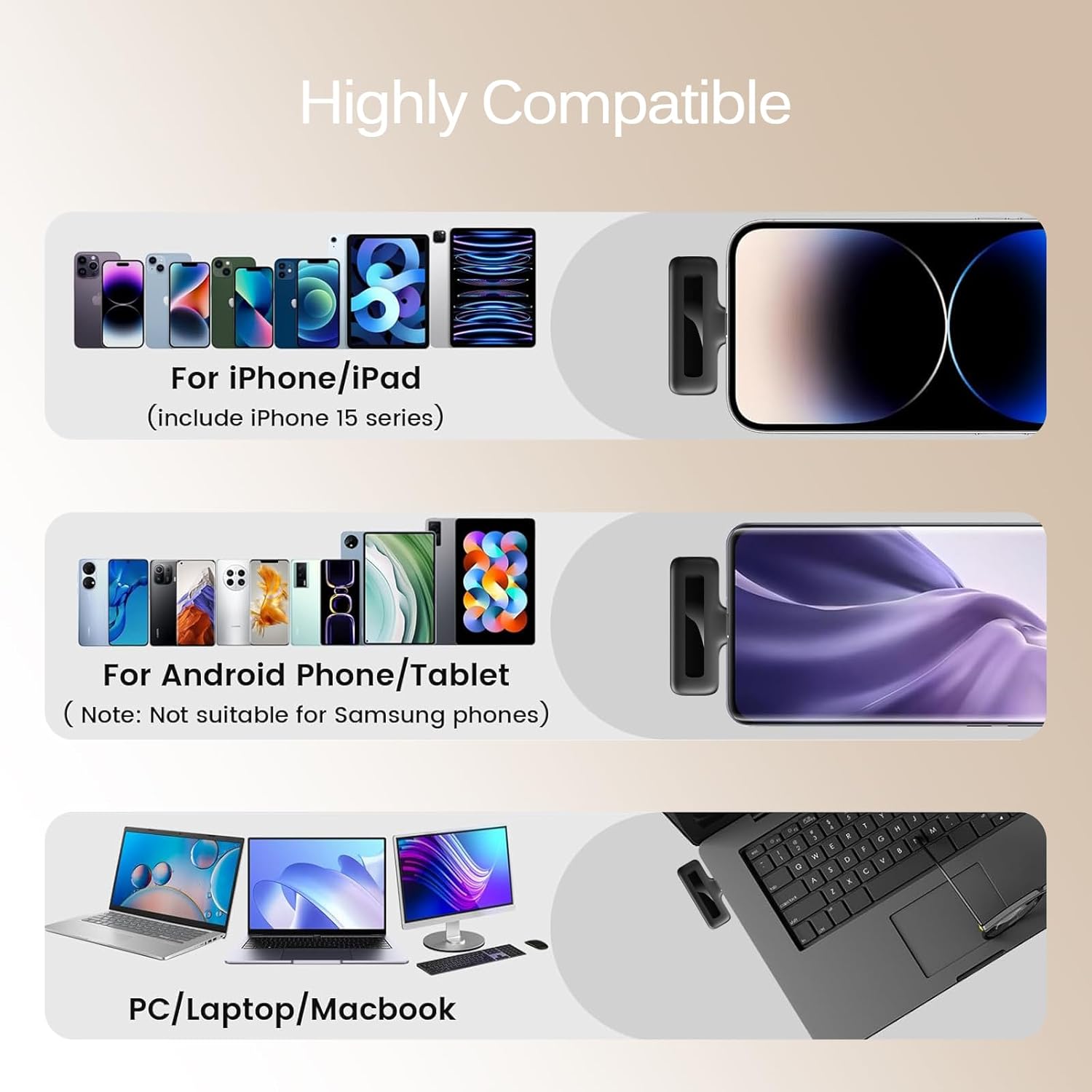 Microfon lavaliera wireless, USB Type-C, anulare a zgomotului, carcasa ...