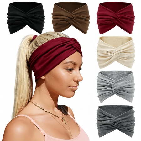 Bandane pentru Femei, Set 6 Bucati ，Bandana Lata 18cm, pentru Sport ...