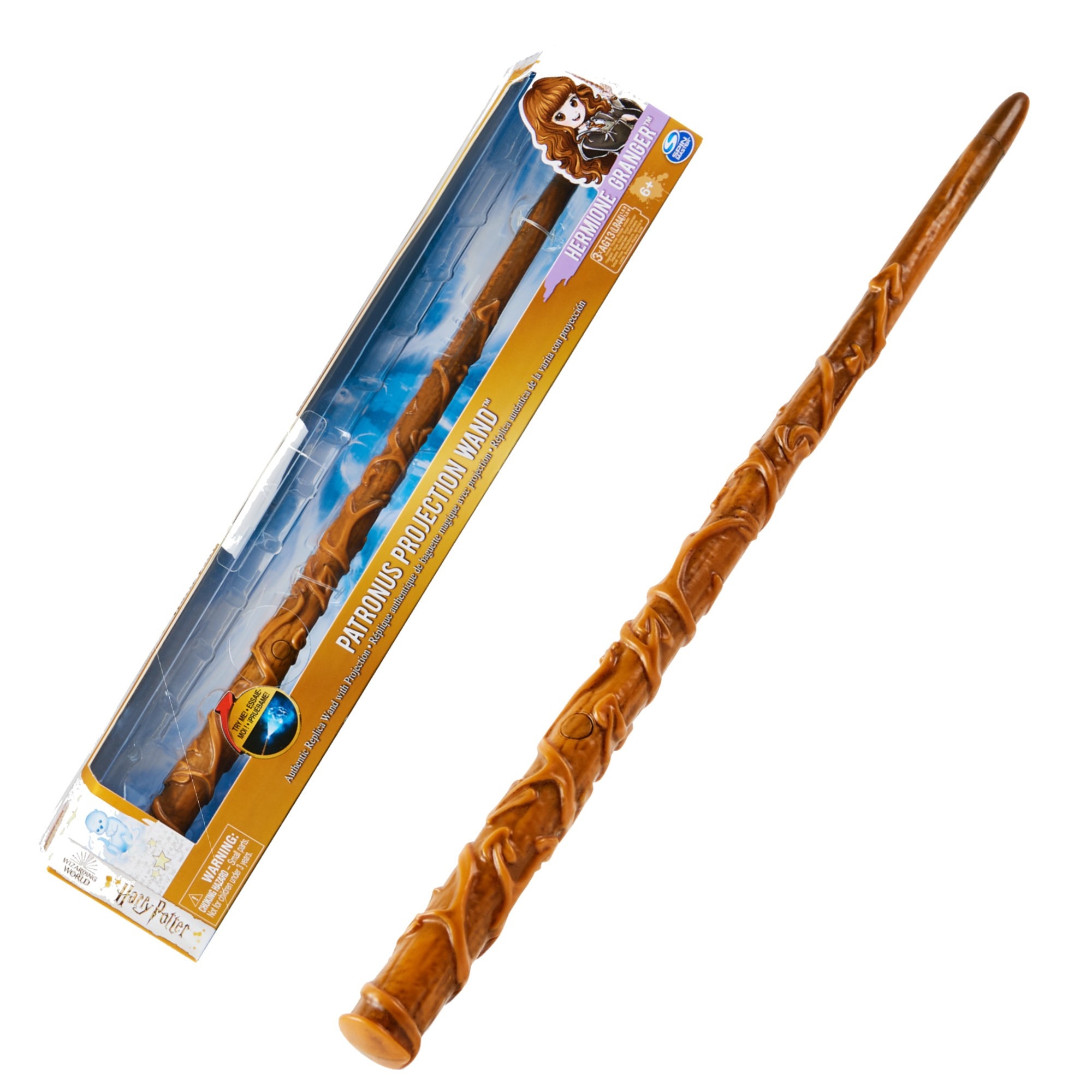 Bagheta magică Hermione Granger, Spin Master, proiector Patronus, maro ...