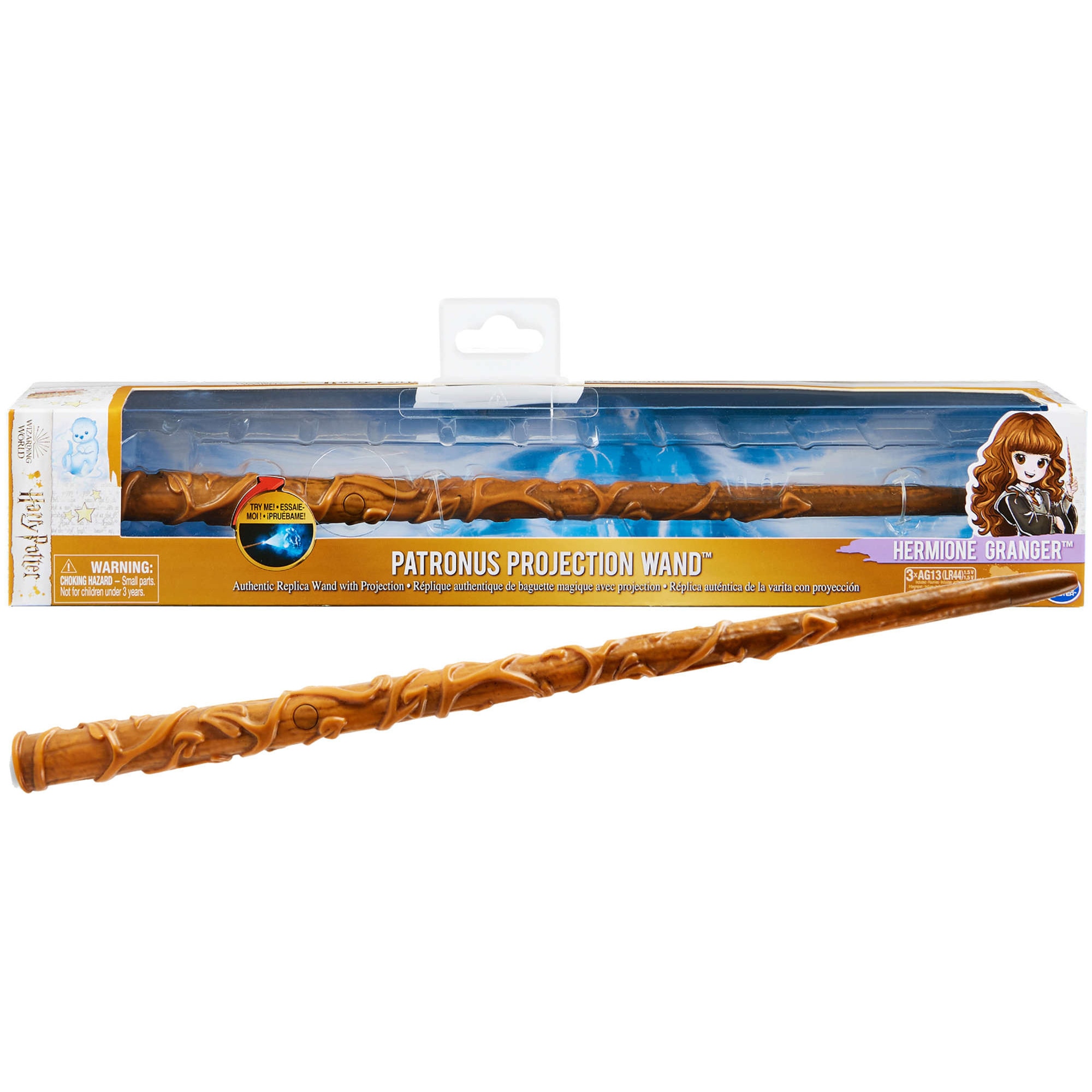Bagheta magică Hermione Granger, Spin Master, proiector Patronus, maro ...