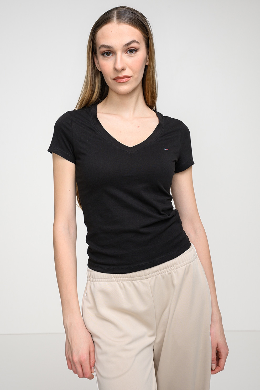Tommy Jeans, Set de tricouri din bumbac cu decolteu in V - 2 piese ...