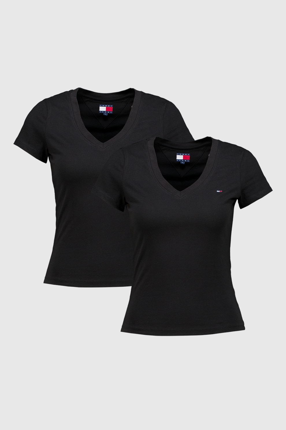 Tommy Jeans, Set de tricouri din bumbac cu decolteu in V - 2 piese ...
