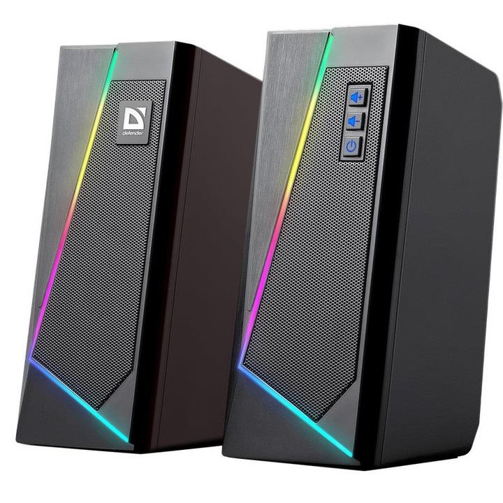 Boxe PC Defender SOLAR 3, 2.0, 10W, Bluetooth, iluminare RGB - eMAG.ro