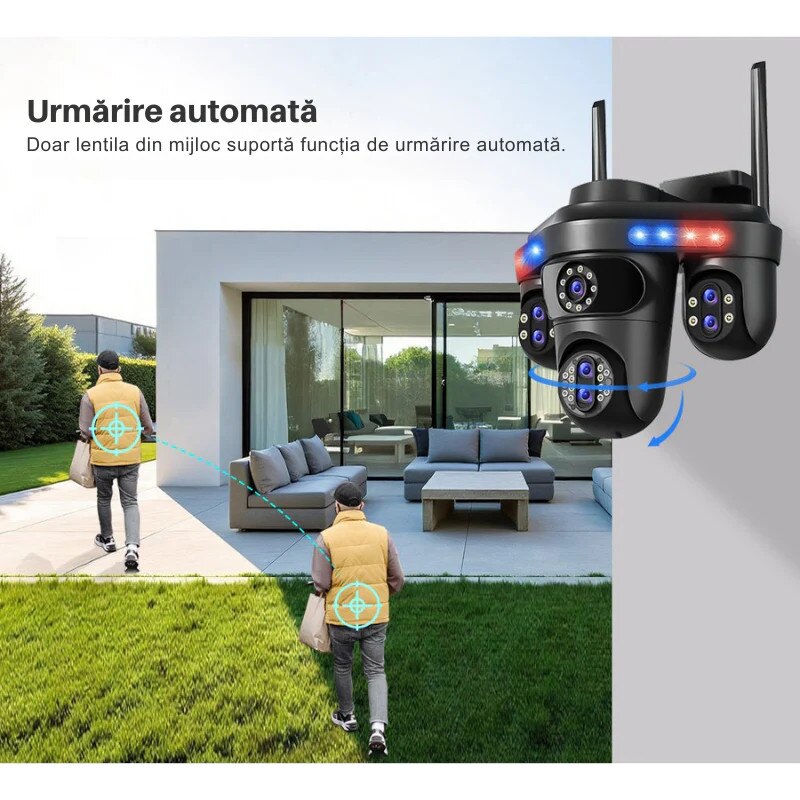 Camera de Supraveghere, WiFi 8K, 7 lentile, Control din Aplicatie, 10x ...