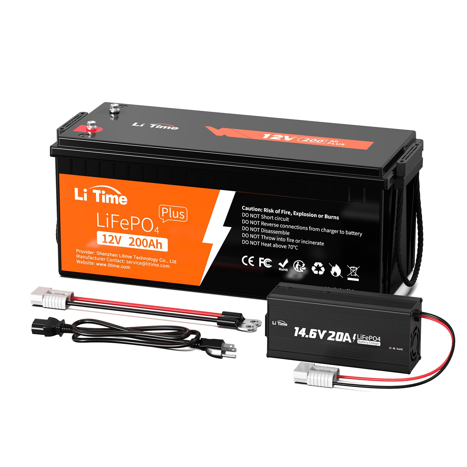 Setare Baterie cu litiu LiFePO4, LiTime12V, 200Ah, BMS-200A, + 12V40A ...
