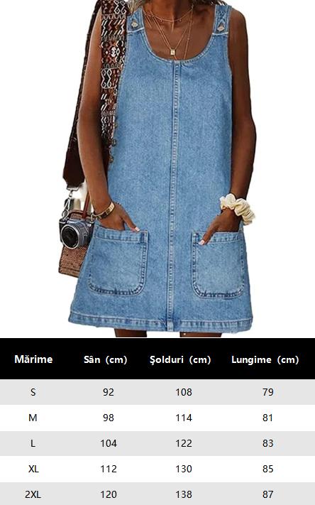 Rochie Imily Bela, design retro casual, guler rotund, fara maneci ...