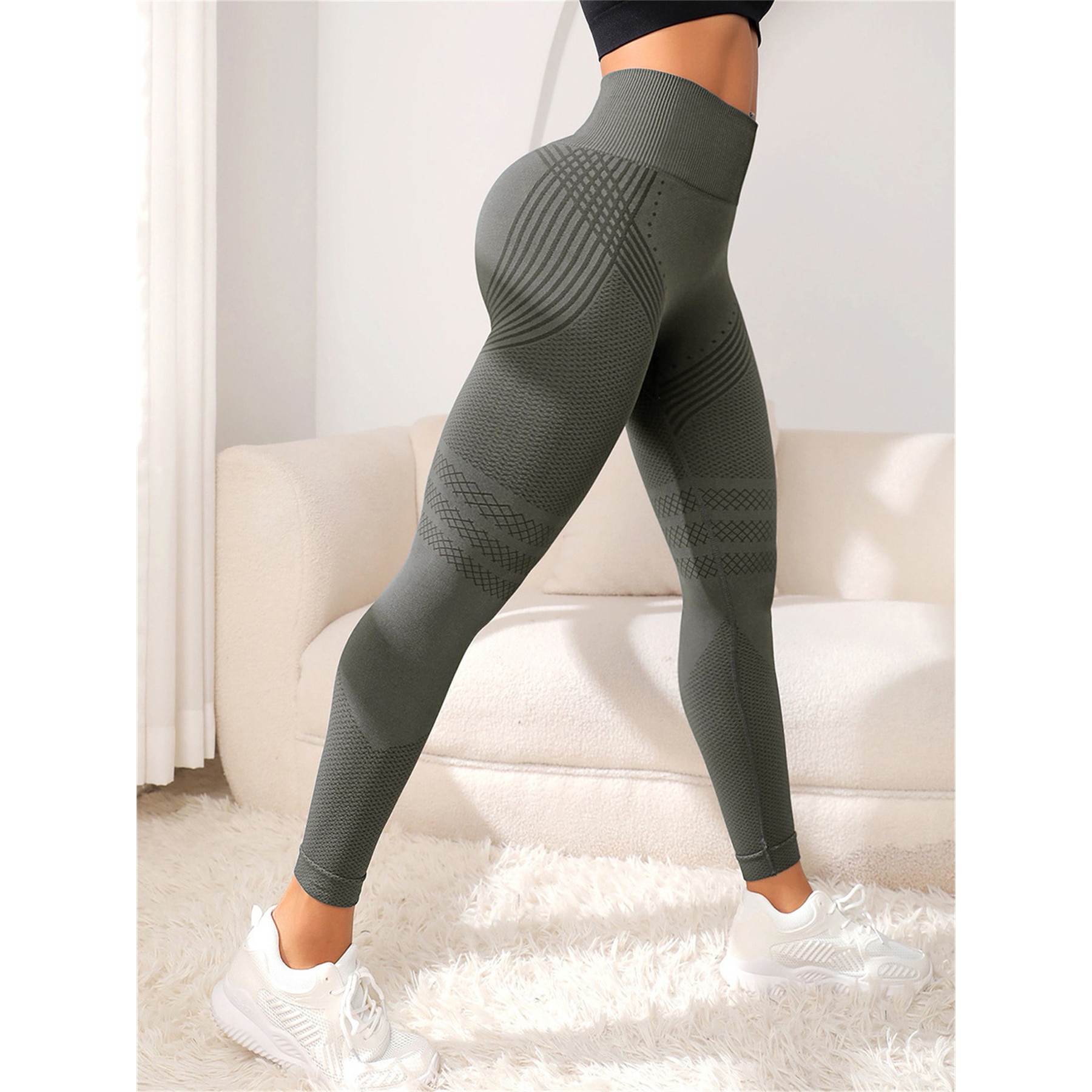 Colanti sport dama, pantaloni yoga compresivi, gri inchis, fabrica anti ...