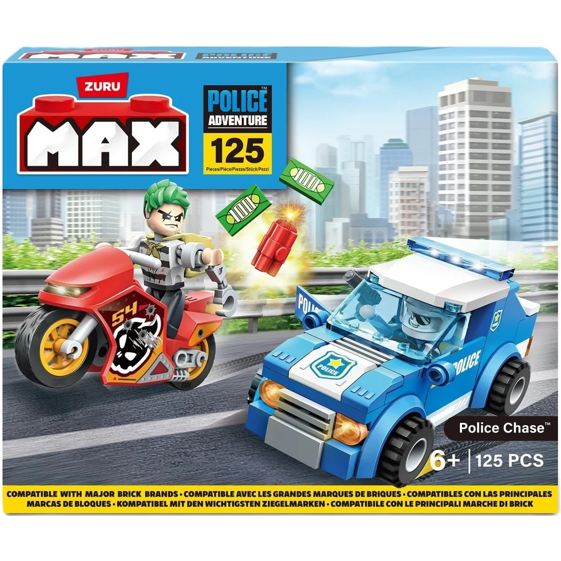 Set constructii ZURU MAX, Police Adventure, 125 Piese, Recomandat 6 ani ...
