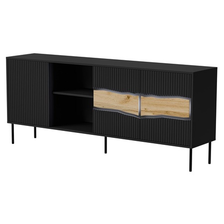 Comoda Cama MEBLE INSERTO, 3 sertare, LED, neagra, 190x40x80cm - eMAG.ro