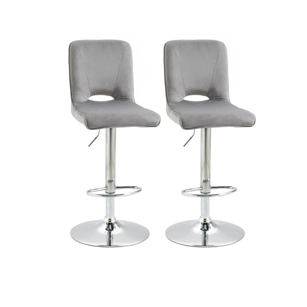 Set scaune de bar, pivotante, inaltime reglabila, sezut captusit, gri ...