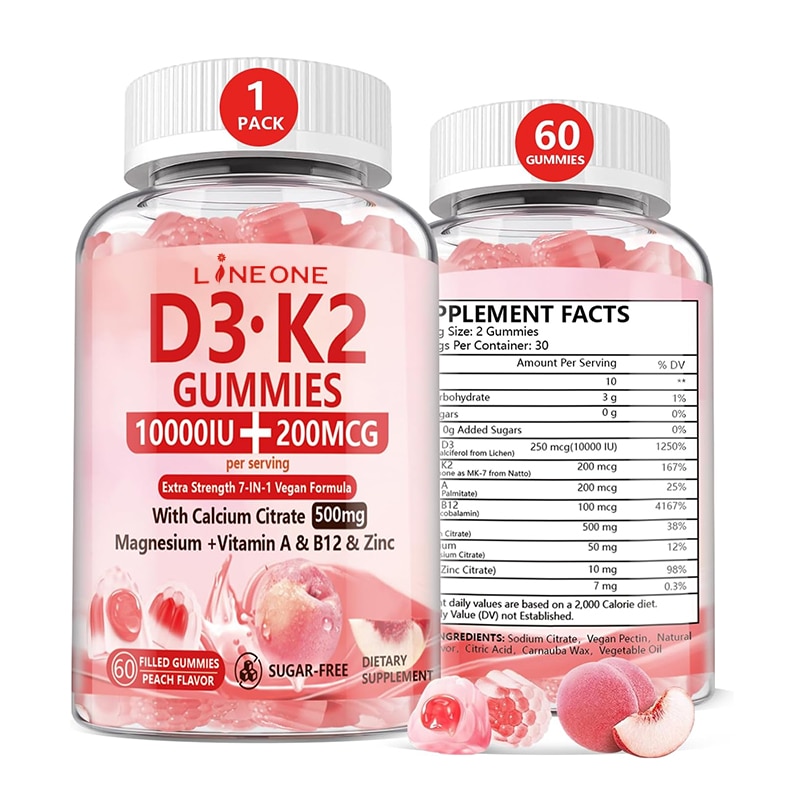 Vitamina D3 K2 jeleuri 10000 IU cu 500mg Calciu Magneziu Zinc jeleuri ...