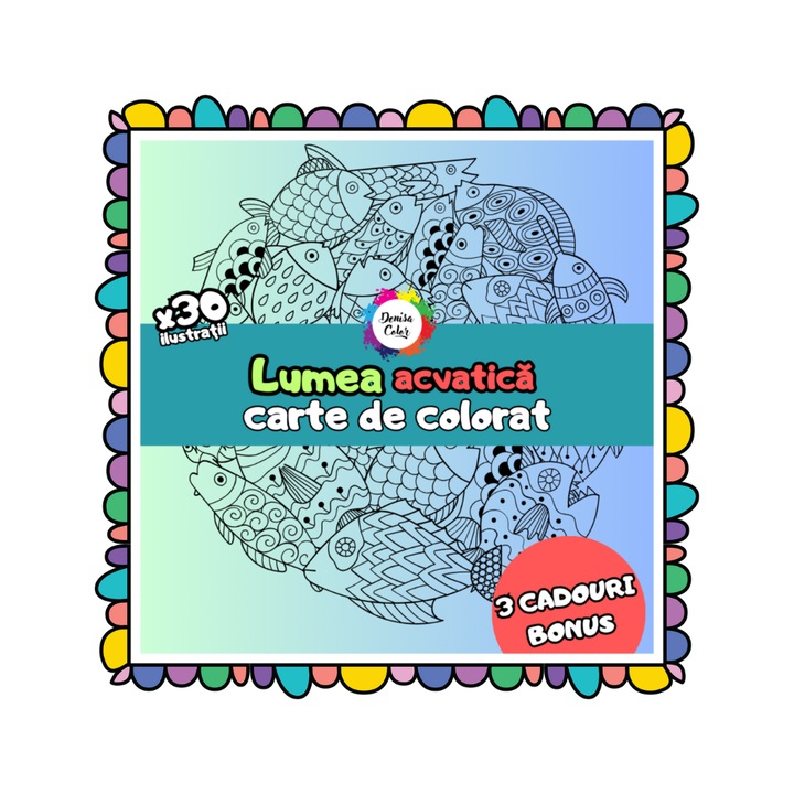 Carte de Colorat, Lumea Acvatica, 30 Pagini, 21x21cm - eMAG.ro
