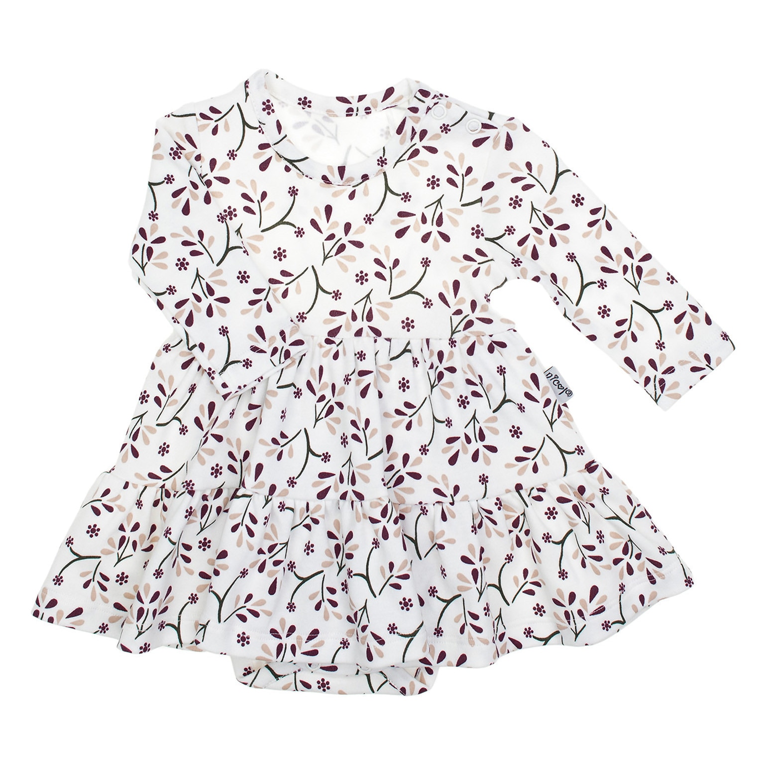 Rochie-body fetite, Nicol, flori crem, bumbac, 62cm - eMAG.ro