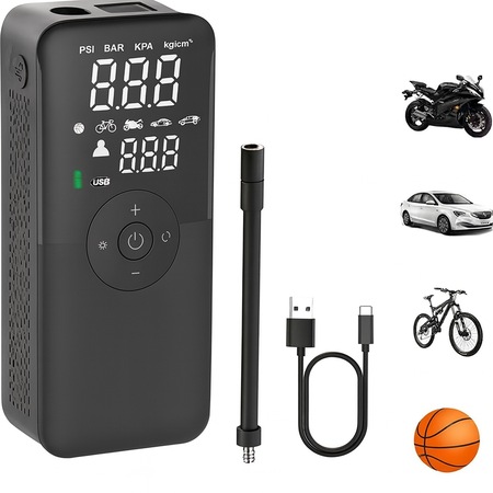 Compresor Auto Portabil Zenva 10 Bari, Baterie 5200 mAh, Iluminare LED ...