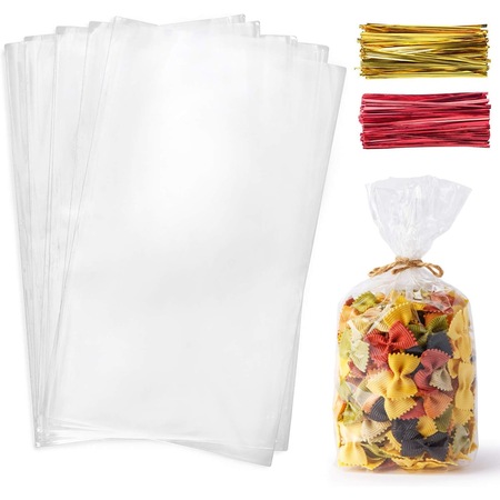 Pungi celofan transparente Kengege® 18x30cm 100 buc set cu legatori ...