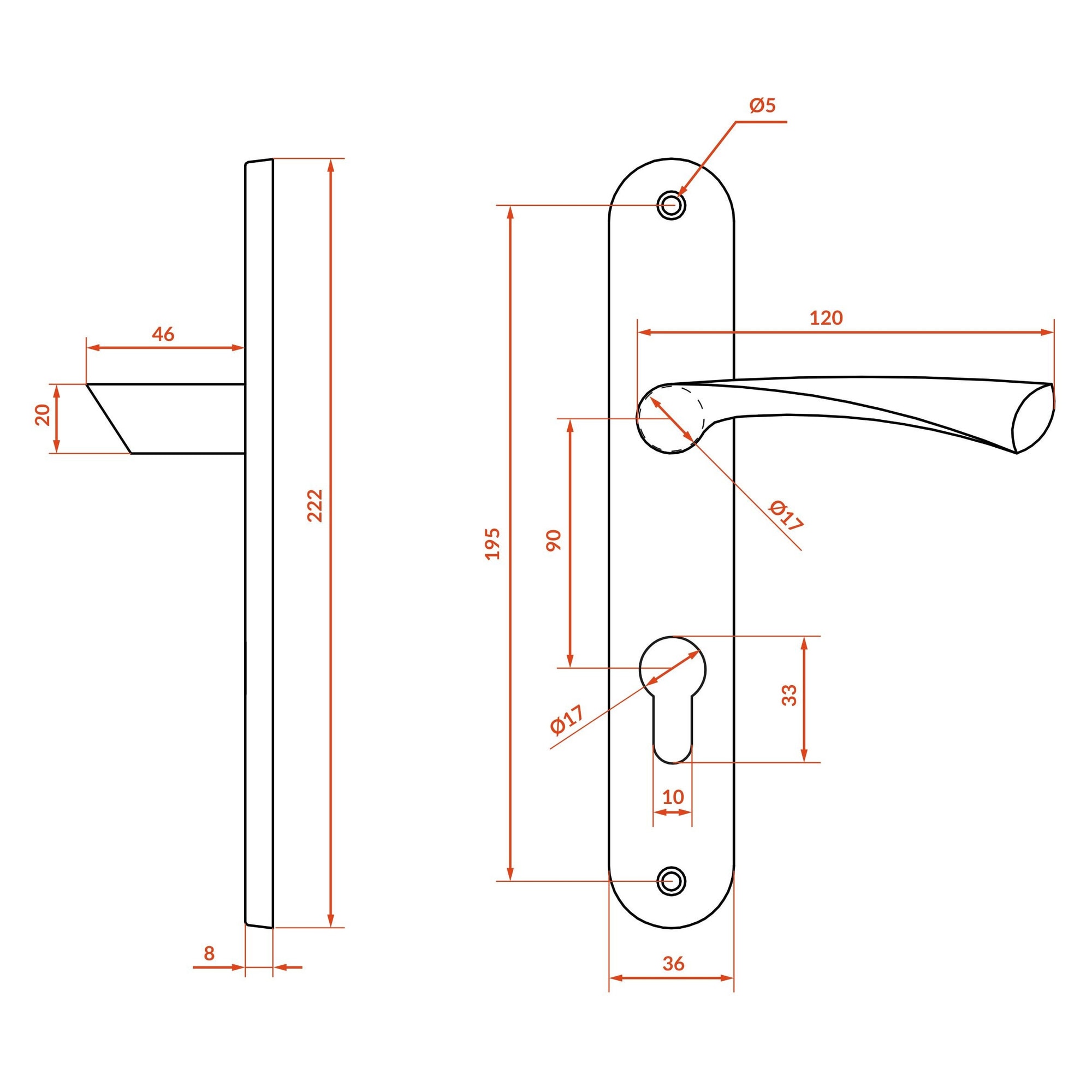 Klama usa interioara Noa, satinat, 90mm, aluminiu, set montare inclus ...