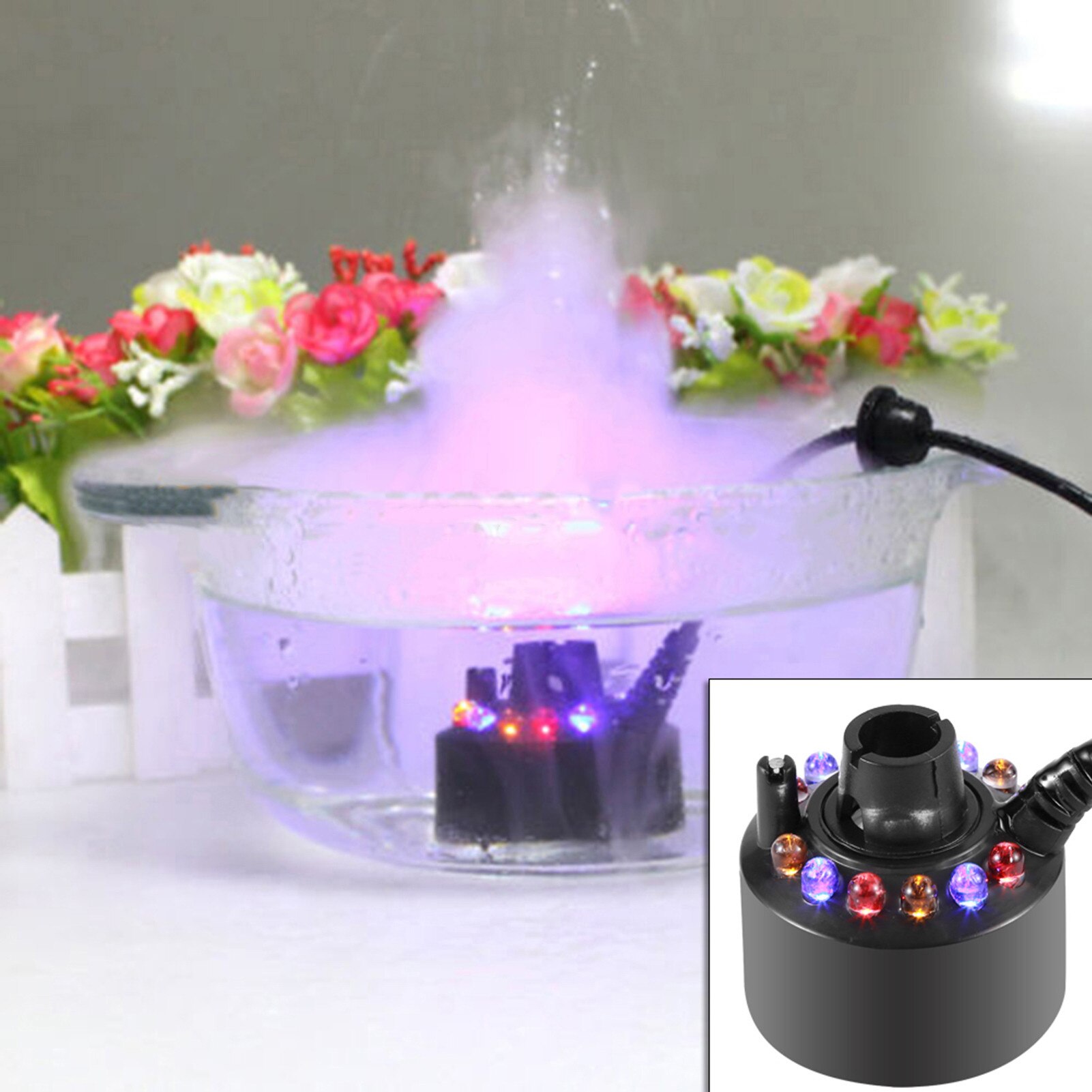 Generator de fum cu LED, 12 LED-uri, adaptor de alimentare, pentru ...